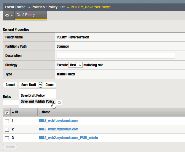 F5 BIGIP – Name based reverse proxy (LTM policies)